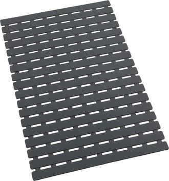 WENKO Badewannenmatte 63 x 40 cm, Antirutschmatte mit Saugnäpfen, Wanneneinlage rutschfest in Grau, hautsympathische Oberfläche, aus umweltfreundlichem Kuns