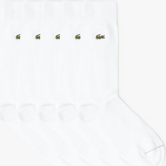 Lacoste Lot de 5 paires de chaussettes hautes en coton m&eacute;lang&eacute;