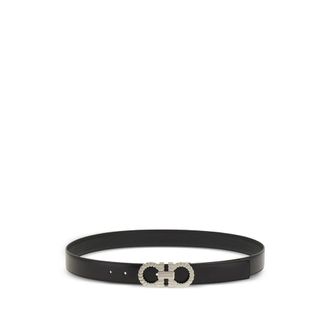 Ferragamo Topstitched Gancini Buckle Belt
