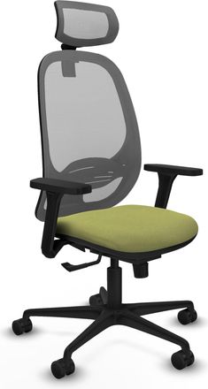 Piqueras y Crespo B&uuml;rostuhl mit 3D-Armlehnen, h&ouml;henverstellbarer Lendenwirbelst&uuml;tze und Kopfteil, h&ouml;henverstellbar und neigbar, ausgestattet mit 3 Positionen, Grau/Oliv