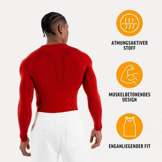 Smilodox Longsleeve Carnos, Compression Shirt Herren, Langarmshirt f&uuml;r Gym & Training Compression Fit, Seamless, atmungsaktiv, Body Mapping, Stretch