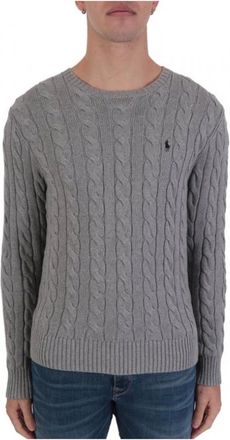 Ralph Lauren Homme, Pulls, Gris, Taille: M Pull en coton &agrave; torsades et col rond