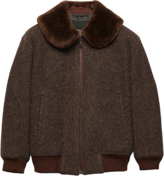 Prada Jacke mit Shearling-Kragen - Braun