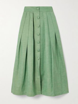 D'Estrëe Paris Irving Maxirock Aus Twill Mit Falten - Grün