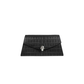 Alexander McQueen Skull Mini Croc-Effect Leather Clutch
