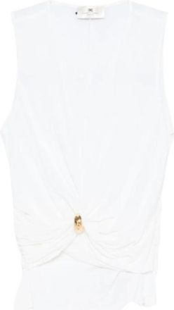 Elisabetta Franchi Femme, Tops, Blanc, Taille: 40 FR Top en jersey avec d&eacute;tail bijou