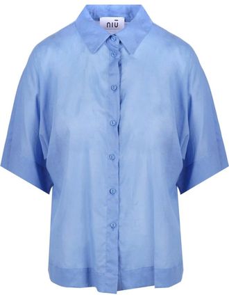 Ni&ugrave; Niu, Femme, Blouses et Chemises, Bleu, Taille: 38 FR Camicetta Kimono