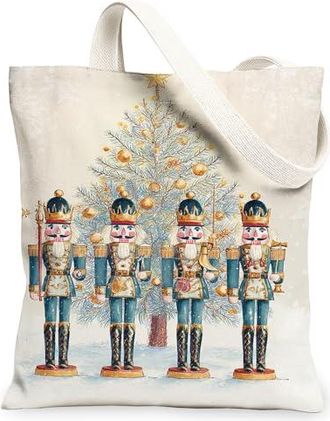 Generic Sacs fourre-tout en toile motif casse-noisette, sacs d&eacute;picerie r&eacute;utilisables, classiques d&eacute;coratifs, l&eacute;gers et lavables, Multicolore, 13x15 Inch