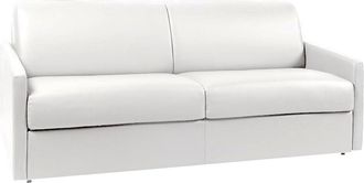 Vente-Unique Schlafsofa 4-Sitzer - Liegefl&auml;che: 160 cm - Matratzenh&ouml;he: 22 cm - Kunstleder - Wei&szlig; - CALIFE