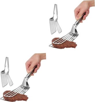 TOPBATHY 2 Stk Bratfischclip aus Edelstahl Pfannenwender zum Kochen rostfreie Grillzange kitchen tools küchenwerkzeug Mini- Büfett Lebensmittelclip Küchengerät