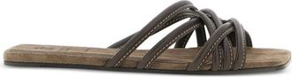 Brunello Cucinelli Femme, Chaussures, Brun, Taille: 35 1/2 EU Slides en cuir