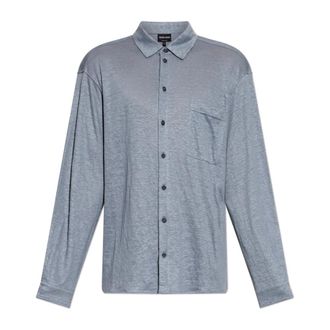 Giorgio Armani Leinenhemd mit Tasche - - Shirts - Herren - Blau - XL
