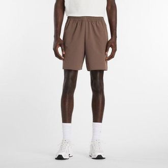 New Balance Homme Athletics Stretch Woven Short 7 en Marron, Polytiss&eacute;, Taille 2XL