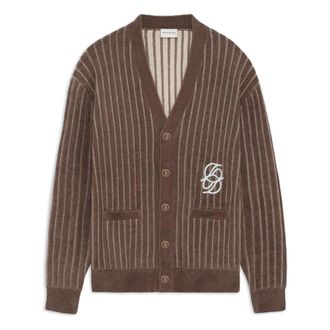 Dr&ocirc;le de Monsieur Brauner V-Ausschnitt Pullover mit Spiegelkn&ouml;pfen - - Knitwear - Herren - Braun - M