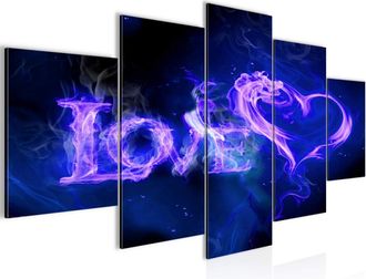 Runa Art Bilder Abstrakt Feuer Love 200 x 100 cm 5 Teilig XXL Wanddekoration Design Blau Lila 101651b