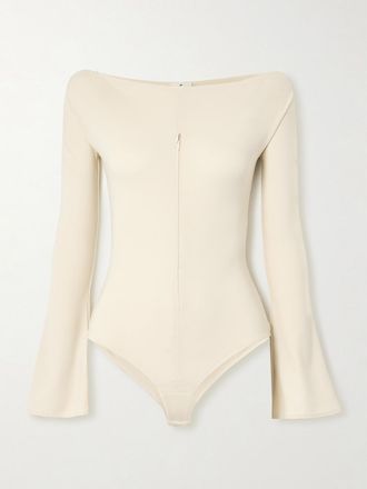 Courr&egrave;ges Body &Eacute;paules Nues En Jersey &Agrave; Fermeture &Agrave; Glissi&egrave;re - Blanc cass&eacute;