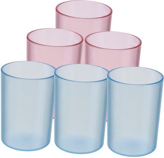 Cabilock 6 Stück Transparente Wiederverwendbare Badezimmer Trinkbecher für Mundspülung und Zähneputzen Leichte Bruchsichere Kunststoffbecher in Blau für Reisen