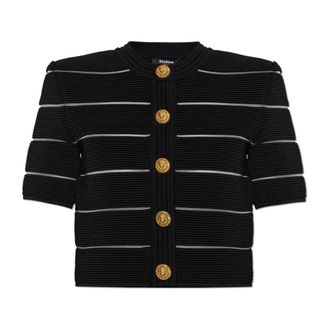 Balmain Femme, Pulls, Noir, Taille: 36 FR Cardigan &agrave; manches courtes
