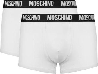 Moschino Homme, Sous-v&ecirc;tements, Blanc, Taille: S Lot de 2 boxers &agrave; bande logo