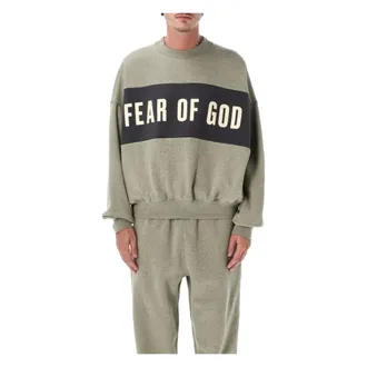 Fear of God Homme, Sweatshirts et sweats &agrave; capuche, Vert, Taille: L SweaT-shirt court relax&eacute; &agrave; empi&egrave;cements
