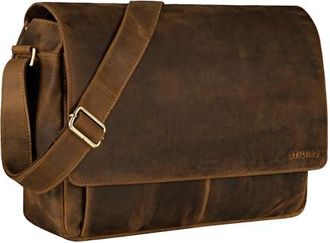 STILORD Lonzo Vintage Sac à lÉpaule pour Hommes Femmes Sac Messager Ordinateur Portable 15,6 pouces Sacoche Bandoulière Besace Cuir, Couleur:calais - marron