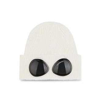 C.P. Company C.p. Company, Homme, Accessoires, Blanc, Taille: ONE Size Bonnet Beanie avec Design Goggle