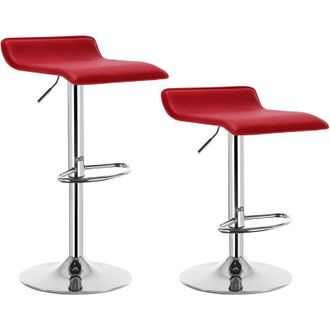 Woltu Woltu - Tabouret de Bar Lot de 2 en Similicuir et Acier chrom&eacute;, Tabouret r&eacute;glable et Rotatif, Bordeaux