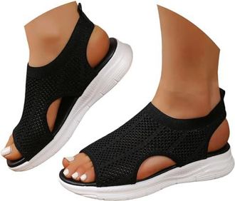 Generic Sandales de marche orthop&eacute;diques pour femme 2026 - Sandales d&eacute;t&eacute; habill&eacute;es en maille respirante - Sandales habill&eacute;es confortables &agrave; bout ouvert - Sang