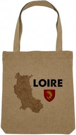 Fabulous Sac Shopping Tote Bag Aspect Lin - Loire 42 D&eacute;partement Saint Etienne Carte Ancienne Rare - Sac de Courses Toile Epaisse 360g Beige Naturel Cabas Port