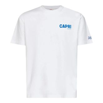 MC2 Saint Barth Homme, Tops, Blanc, Taille: L Portland Cotton T-Shirt With Front Print