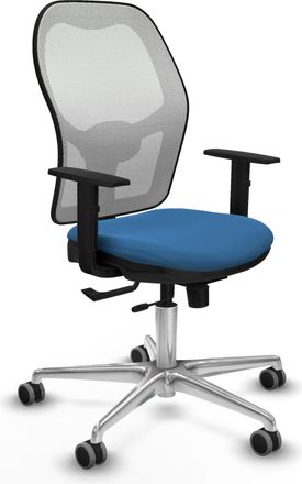 Piqueras y Crespo Stuhl geeignet f&uuml;r die Arbeit mit 1D-Armen, h&ouml;henverstellbare Lendenwirbelst&uuml;tze, ausgestattet mit Syncro/Traslack und injiziertem Schaum. Wei&szlig;/Hellbl