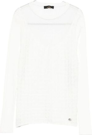 Twinset Femme, Pulls, Blanc, Taille: 40 FR Pull Transparent &agrave; Col Rond