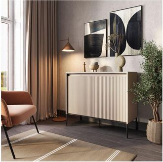 BOBOCHIC Bobochic - Buffet 2 portes 100 cm lenara avec tasseaux et led Beige