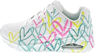 Skechers UNO Love Hearted Baskets pour femme, Blanc/multicolore, 40 EU
