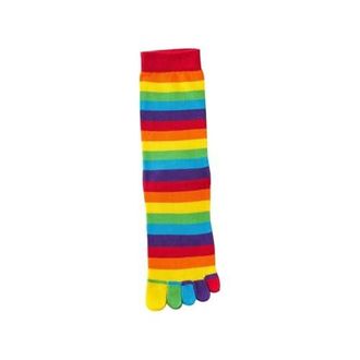 Generic Lot de 2 paires de chaussettes mi-mollet ray&eacute;es arc-en-ciel en coton color&eacute; pour femme, Longues, Taille Unique