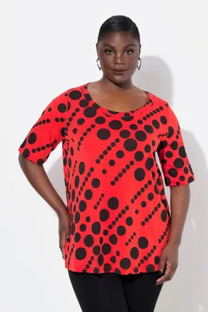 Ulla Popken T-Shirt T-Shirt Punkte A-Linie Rundhals Halbarm