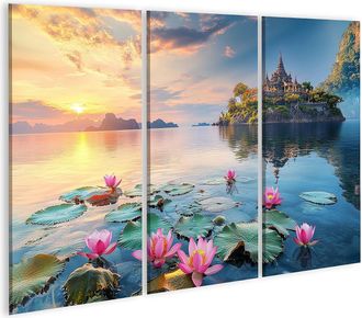 Islandburner Bild auf Leinwand Thai island mit lotus Blumen Insel Träume Koh Samui für Schlafzimmer Natur- Wellnesscenter Bilder Wandbilder Poster