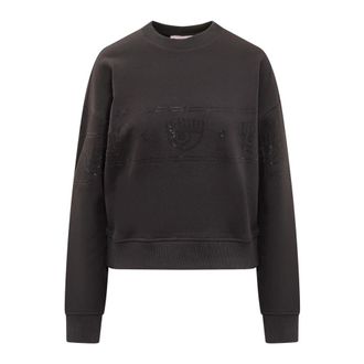Chiara Ferragni Strass Sweatshirt - - Sweatshirts & Hoodies - Damen - Schwarzk - XS
