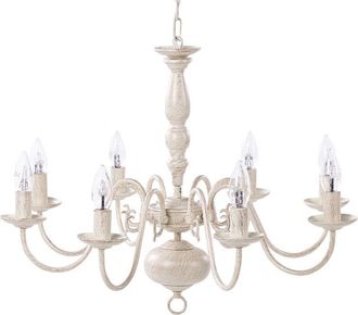 Beliani Beliani - Lustre Classique en Acier 8 Ampoules Blanc Cass&eacute; Parfait pour Salon ou Salle &agrave; Manger au Style R&eacute;tro Glamour et Traditionnelle