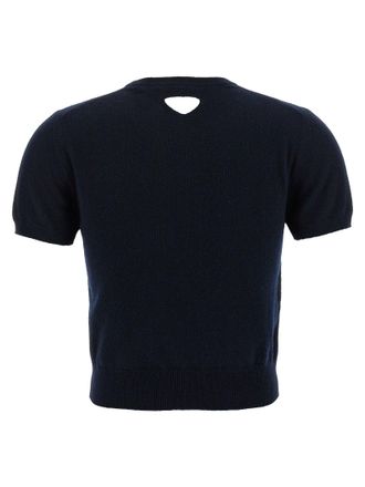 Prada Cashmere Cut-out Logo Sweater - Navy