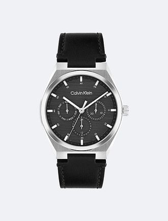 Calvin Klein Multifunktionsuhr Mit Lederarmband - Black - Herren - Einheitsgröße