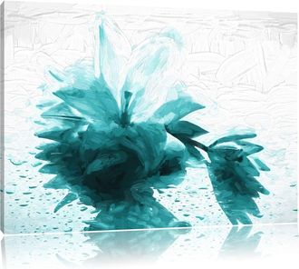 Pixxprint Düstere Lilie mit Zen Steinen, Größe: 100x70cm, Leinwandbild, fertig gespannt, Wandbild, Dekoration, Kunstdruck, kein Poster