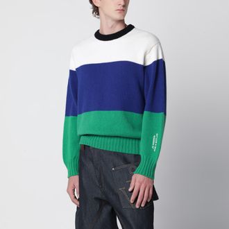 J.W.Anderson Blue mens striped merino wool sweater