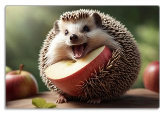 Wallario Fr&uuml;hst&uuml;cksbrettchen aus Glas, Glasunterlage, Glasbrettchen Lustiger Igel, Gr&ouml;&szlig;e 20 x 30 cm, Sicherheitsglas