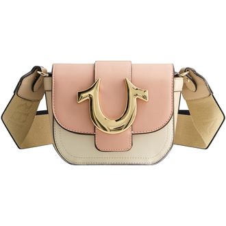 True Religion Womens Crossbody Bag, Mini Flap Adjustable Shoulder Handbag Purse with Horseshoe Logo, Multi
