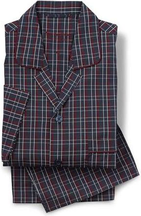 The Savile Row Company Pyjama de luxe 100 % coton doux pour homme, Carreaux de fen&ecirc;tre bordeaux, L