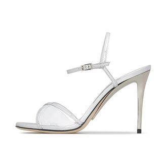 Loriblu Femme, Chaussures, Gris, Taille: 36 EU sandales argent&eacute;es &agrave; effet miroir en plexi et cuir nappa