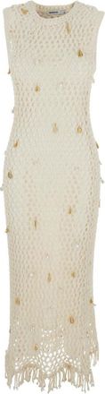 SIMKHAI Femme, Robes, Blanc, Taille: 40 FR Coralia Knit Charmed Midi Dress