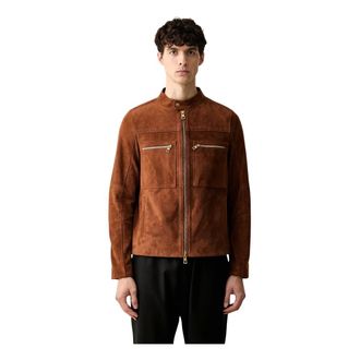 Michael Kors Homme, Vestes, Brun, Taille: XL Veste motard en daim &agrave; double zip