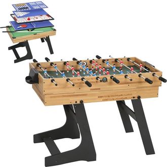 HOMCOM Table multijeux 13 en 1 pliable, table de jeu baby-foot, billard, pour enfants et adultes 120 x 106 x 82 cm noyer clair-Noyer